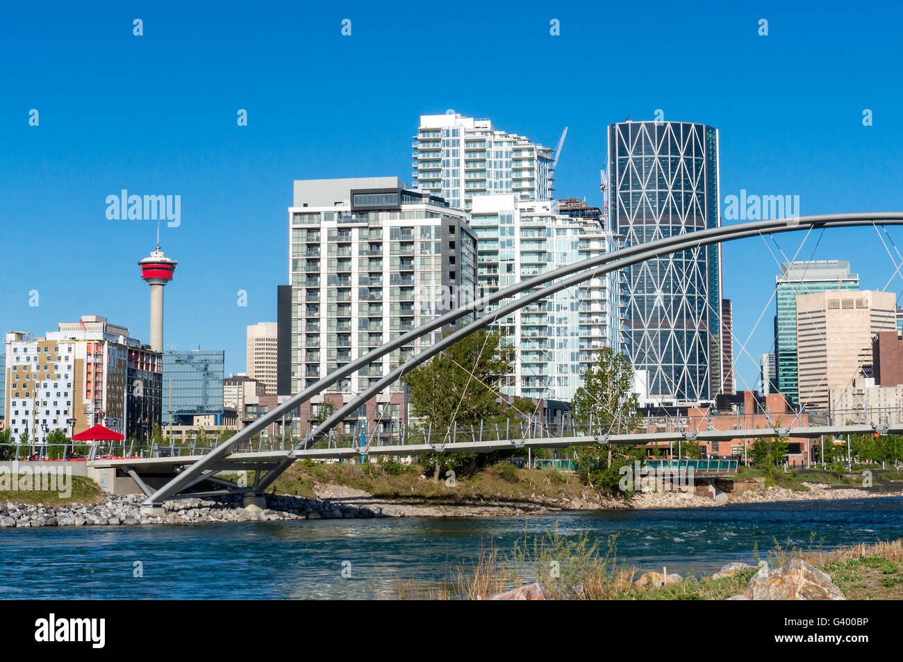 Calgary downtown as viewed from St. Patrick's Island at East Village ...