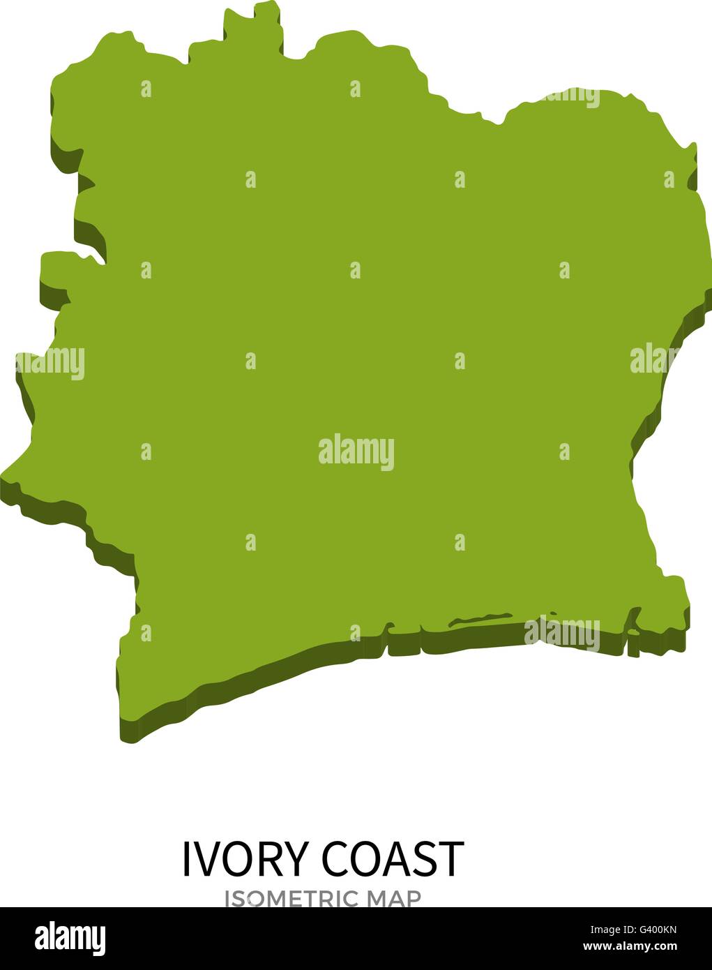 Isometric map of Ivory Coast detailed vector illustration Stock Vector ...
