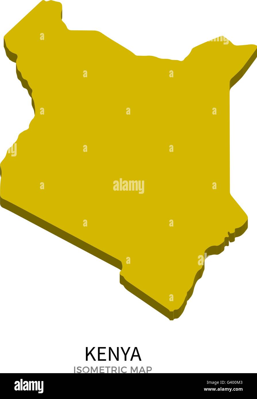 Isometric map of Kenya detailed vector illustration Stock Vector Image ...