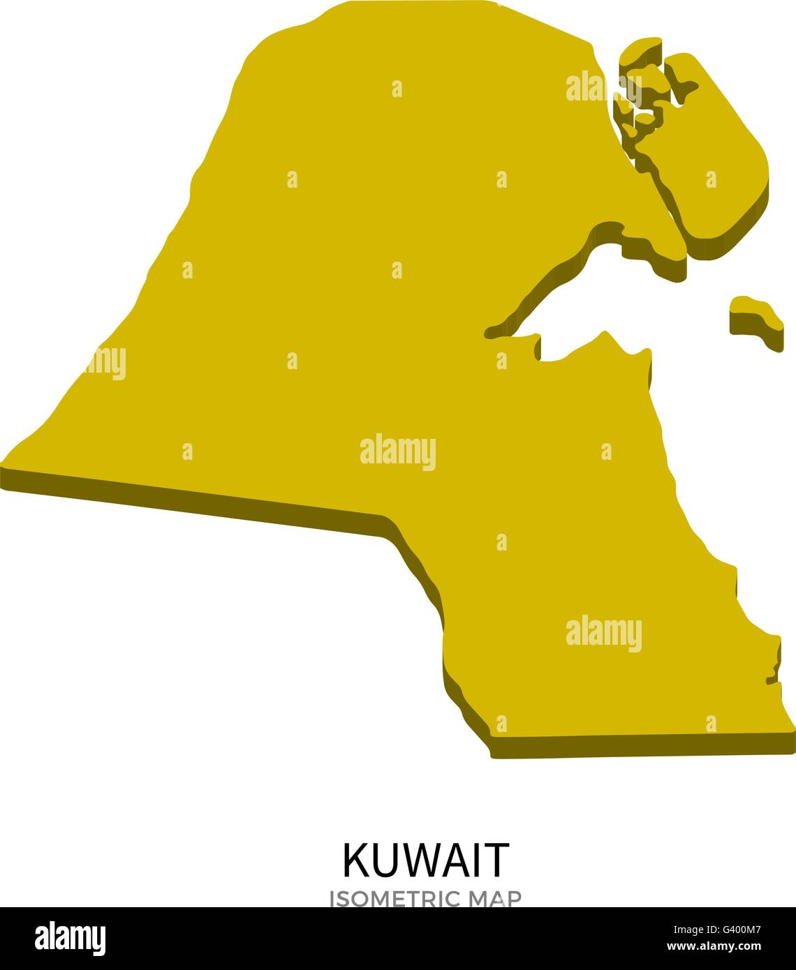 Isometric map of Kuwait detailed vector illustration Stock Vector Image ...