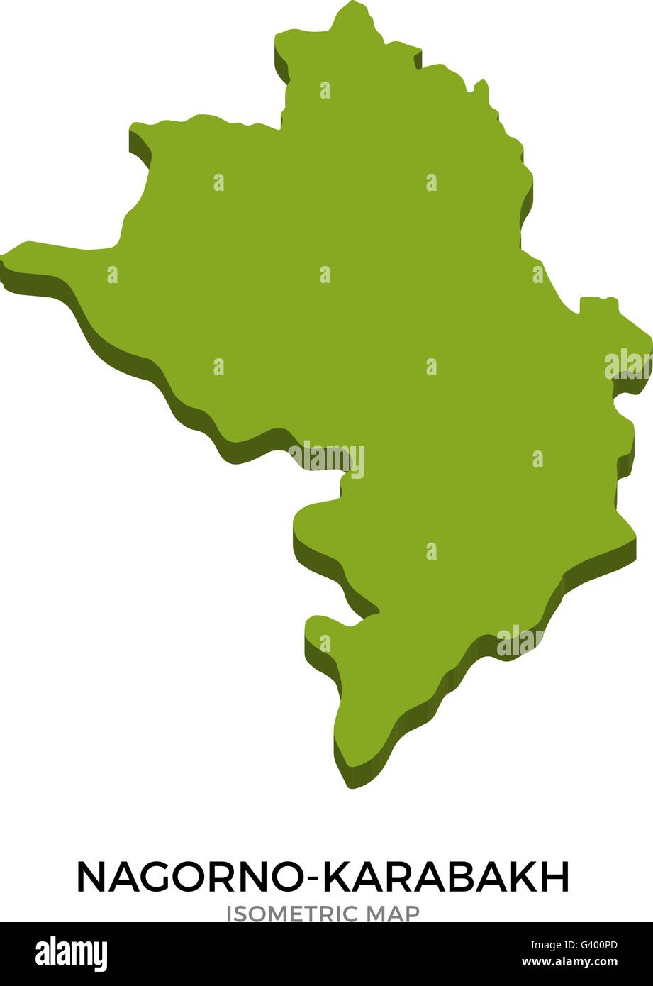 Isometric map of Nagorno-Karabakh detailed vector illustration Stock ...