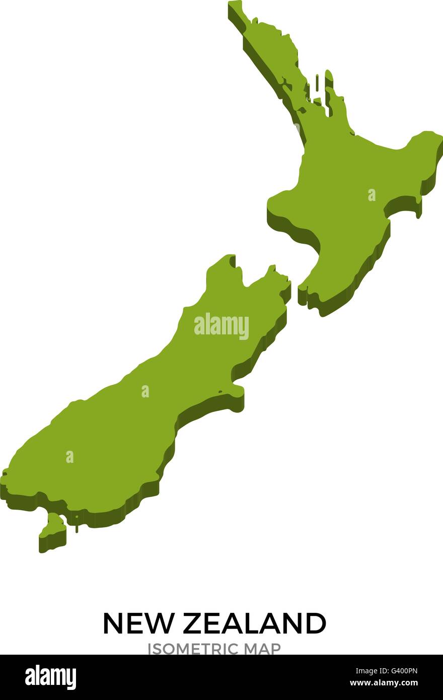 Isometric map of New Zealand detailed vector illustration Stock Vector ...