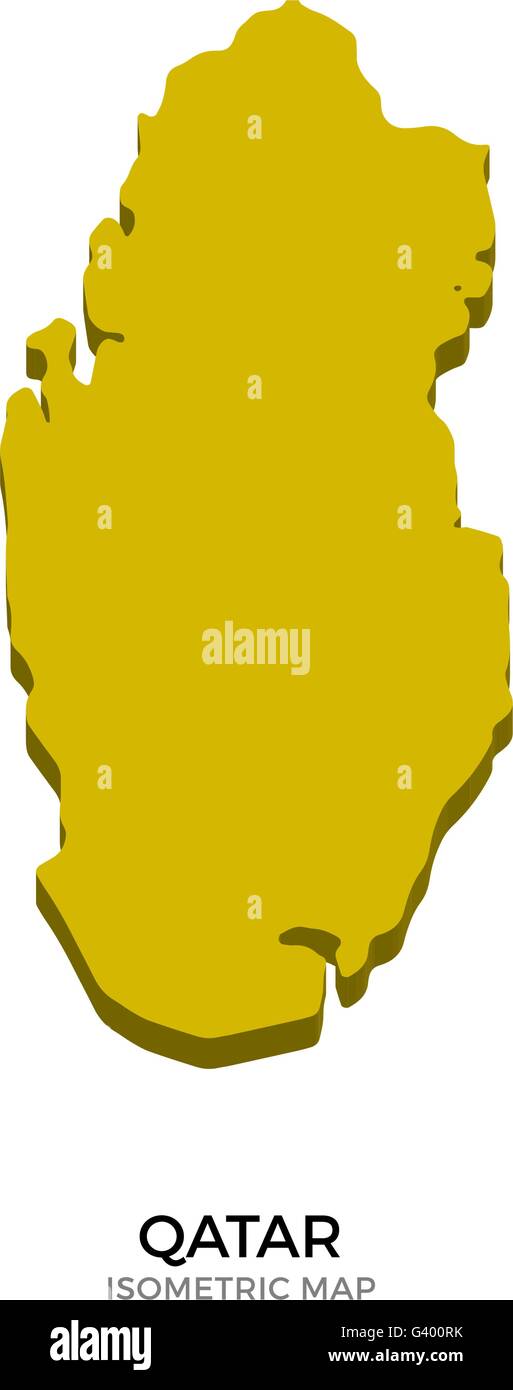 Isometric map of Qatar detailed vector illustration Stock Vector Image ...