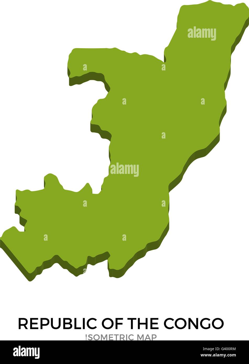 Isometric map of Republic of the Congo detailed vector illustration ...