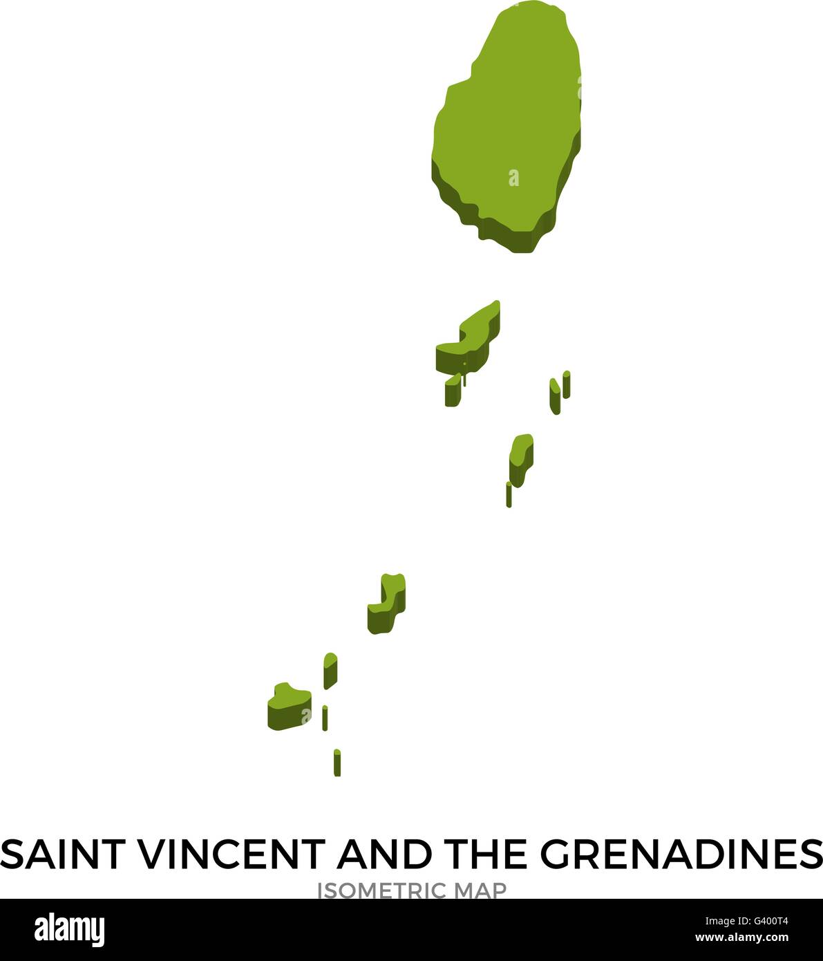 Isometric map of Saint Vincent and the Grenadines detailed vector ...