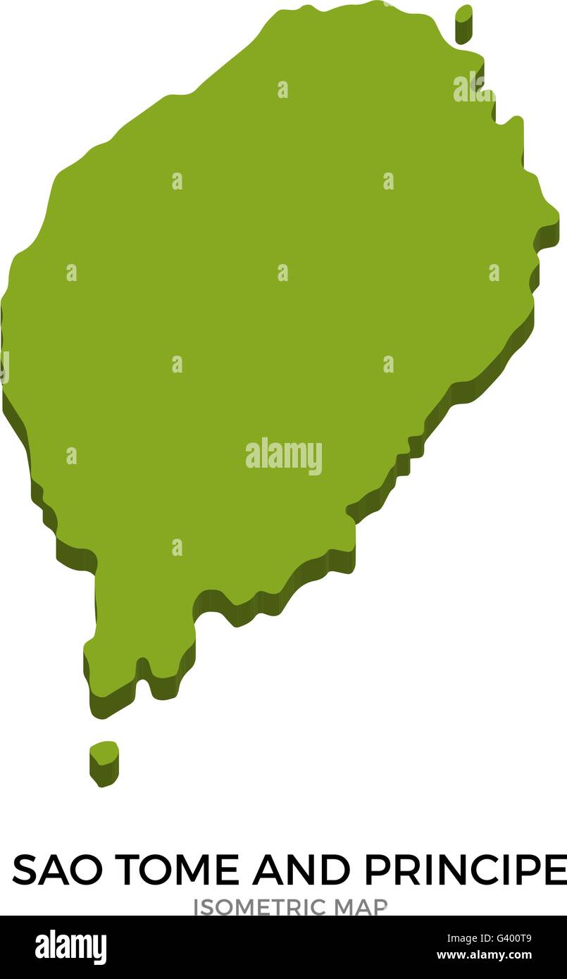 Isometric map of Sao Tome and Principe detailed vector illustration ...