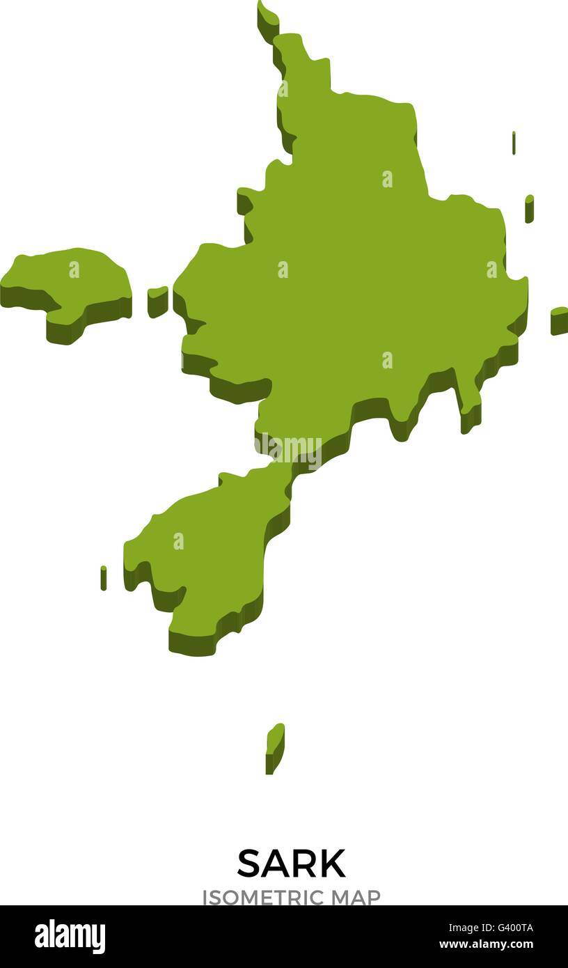 Isometric map of Sark detailed vector illustration Stock Vector Image ...
