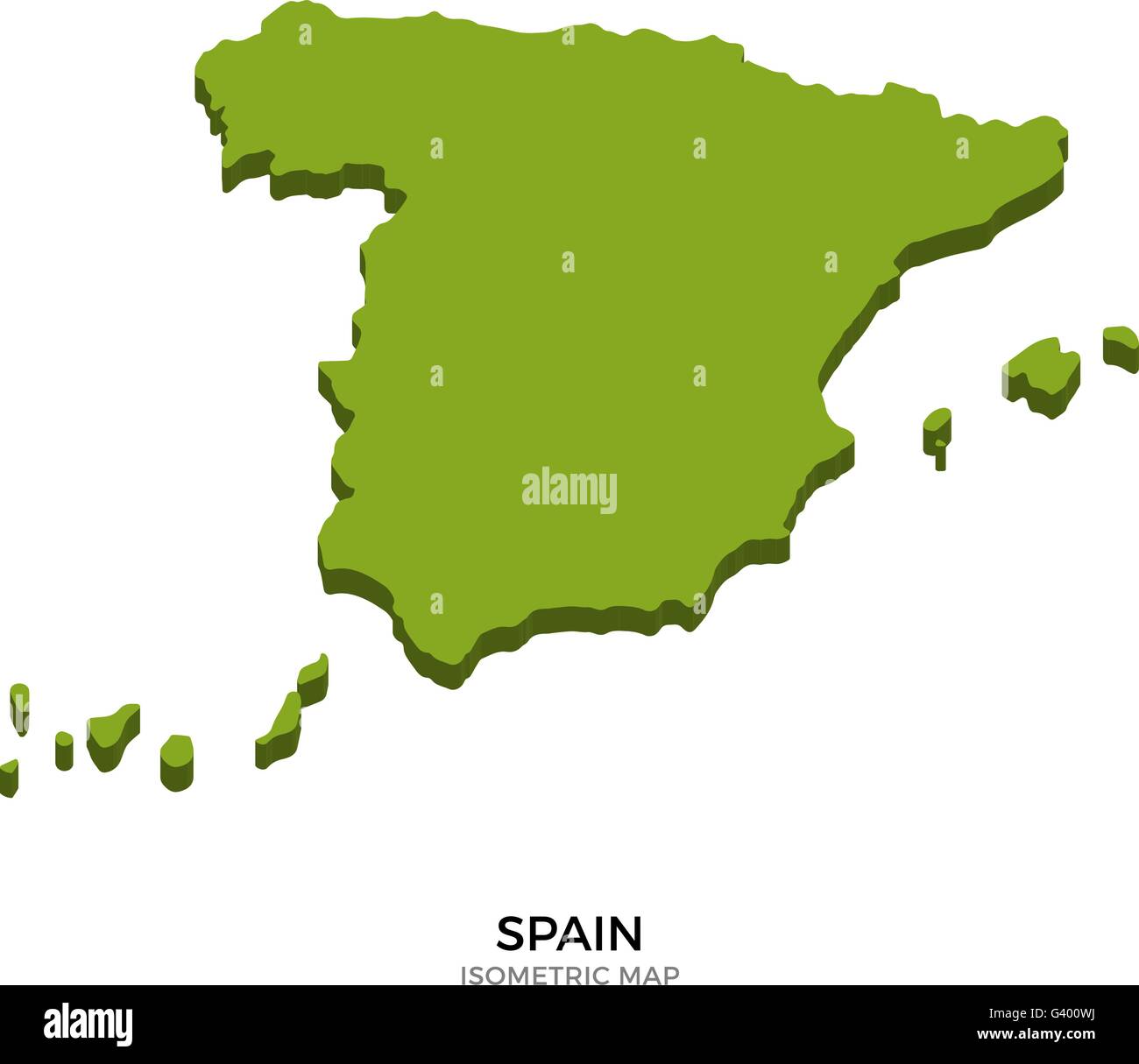 Isometric map of Spain detailed vector illustration Stock Vector Image ...