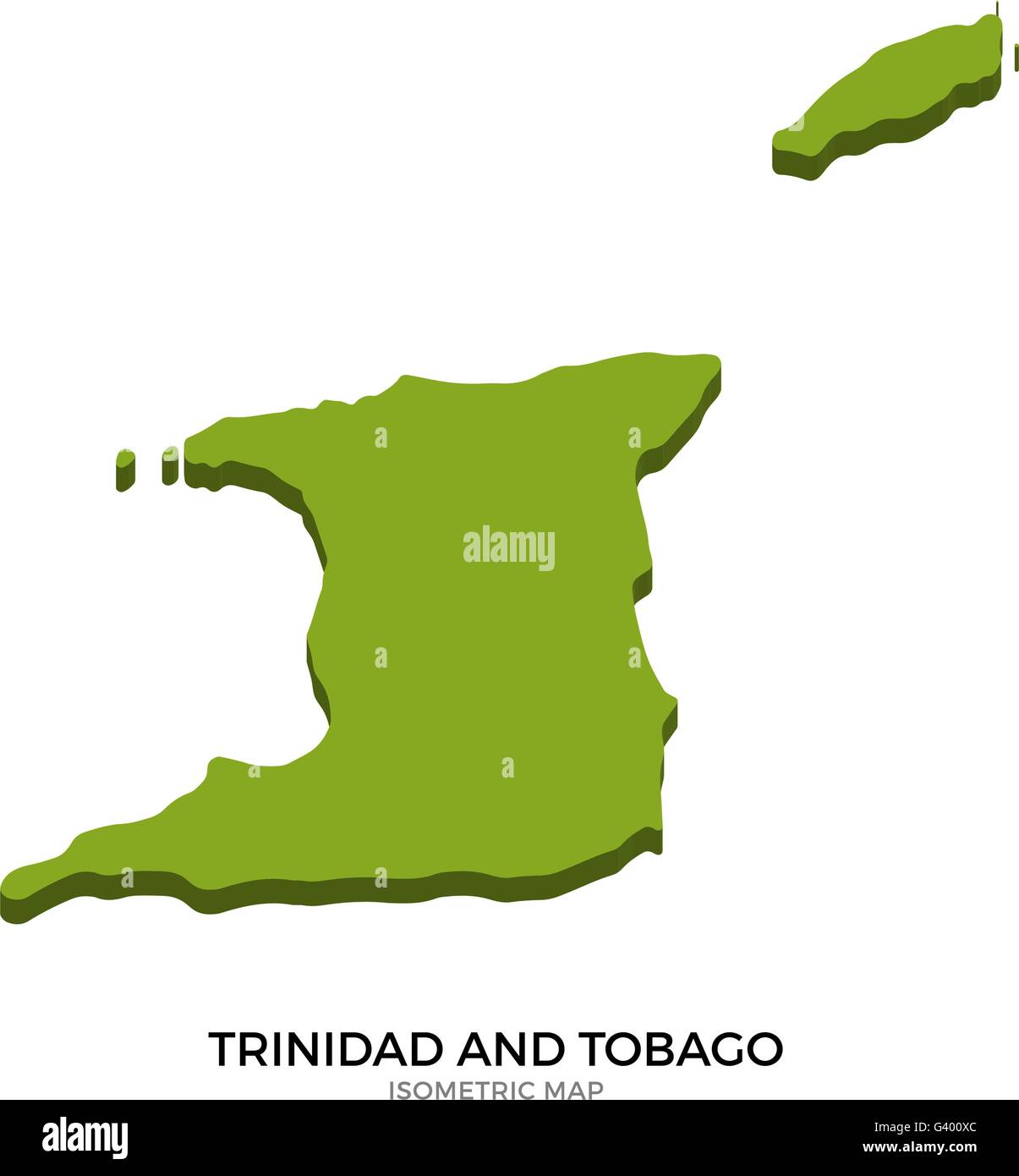 Isometric map of Trinidad and Tobago detailed vector illustration Stock ...