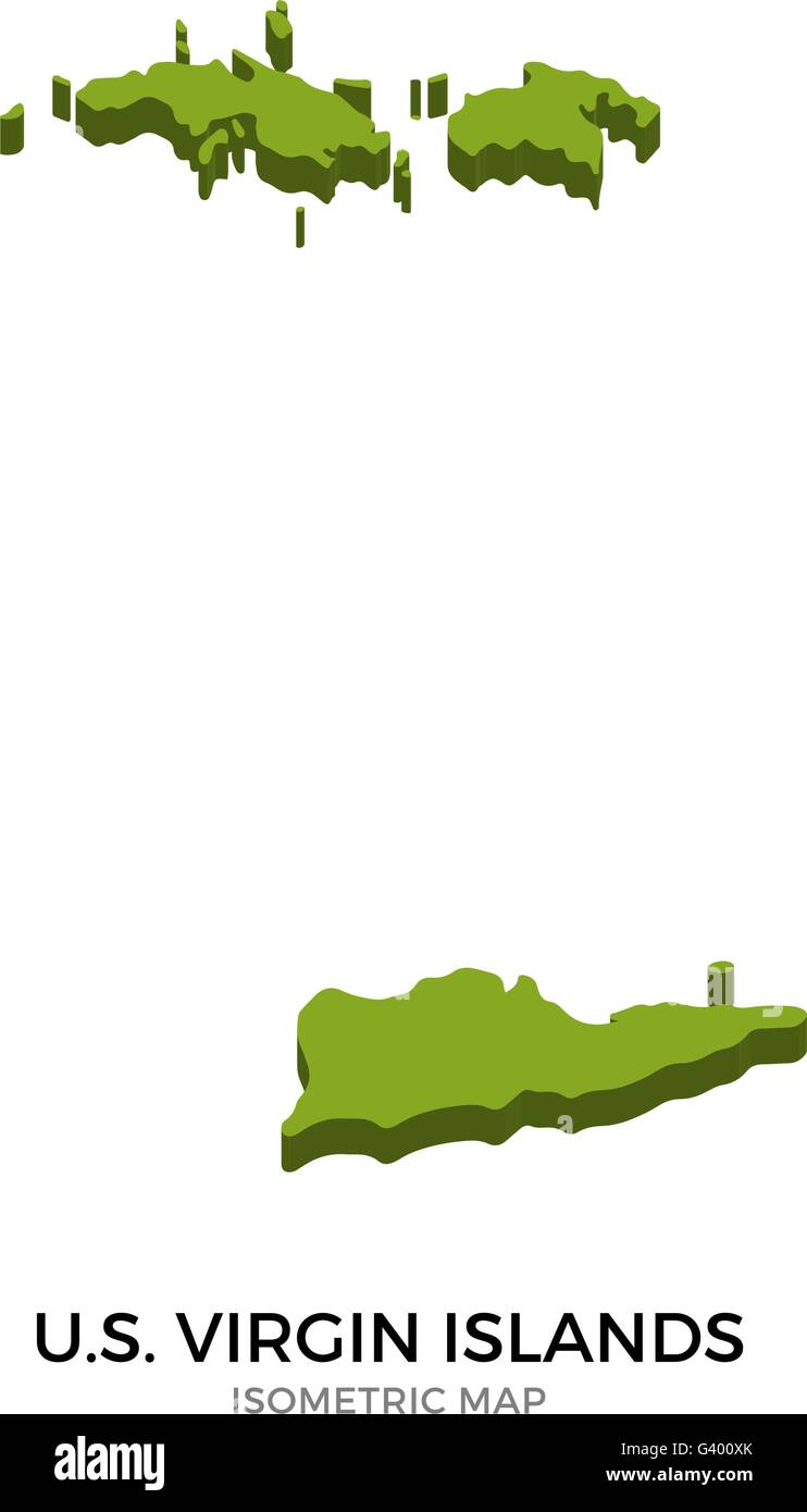 Isometric map of U.S. Virgin Islands detailed vector illustration Stock ...