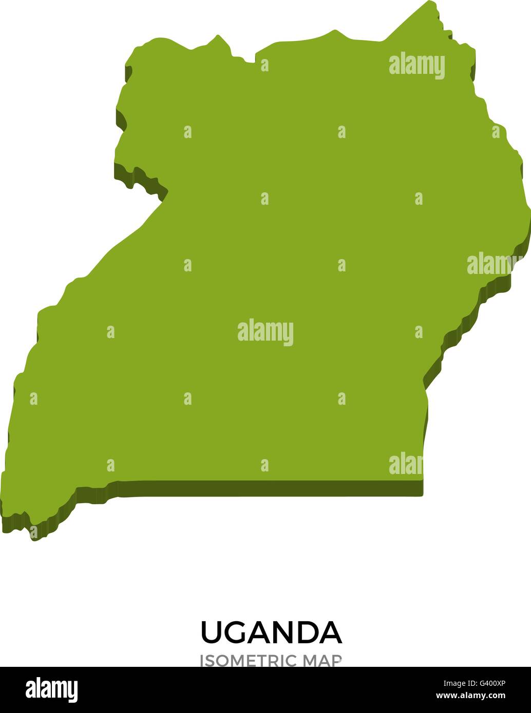 Isometric map of Uganda detailed vector illustration Stock Vector Image ...