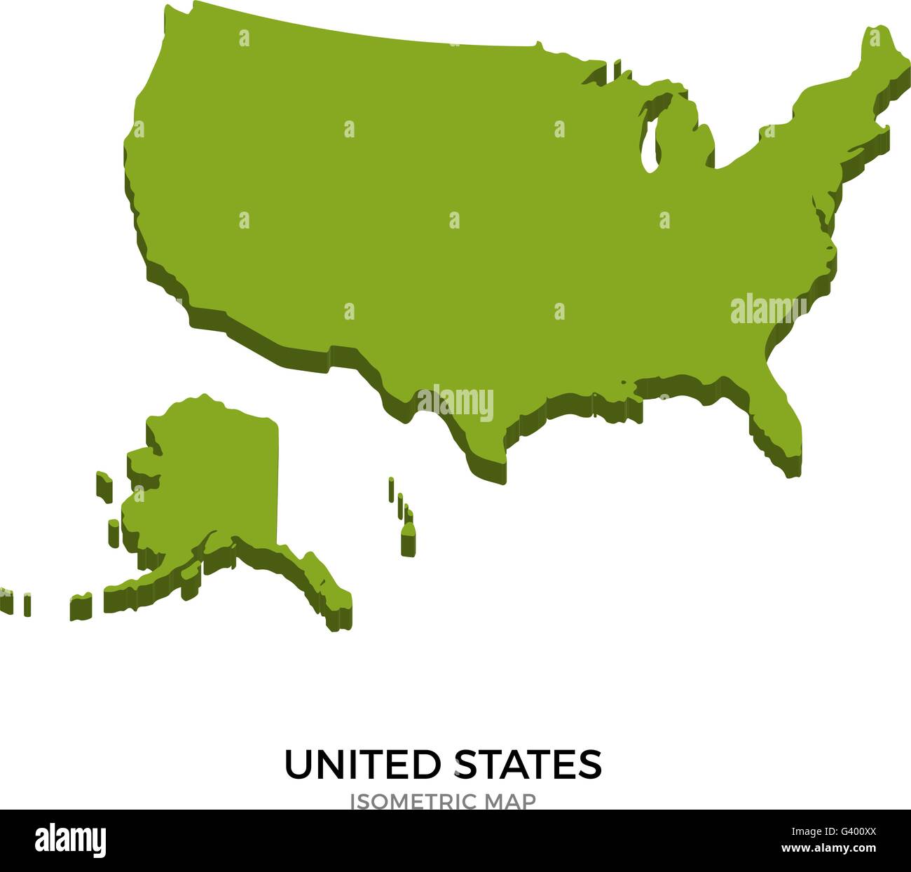 Isometric map of United States detailed vector illustration Stock ...