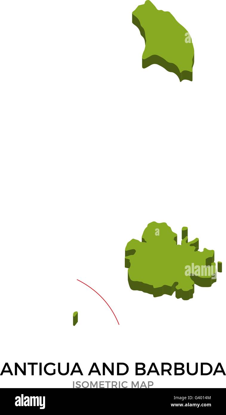 Isometric map of Antigua and Barbuda detailed vector illustration Stock ...