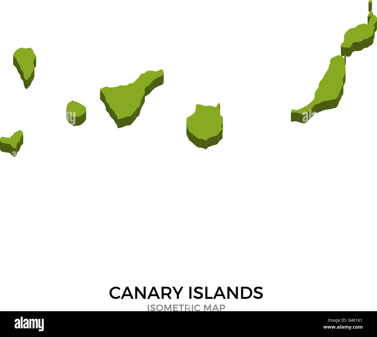 Isometric map of Canary Islands detailed vector illustration Stock ...
