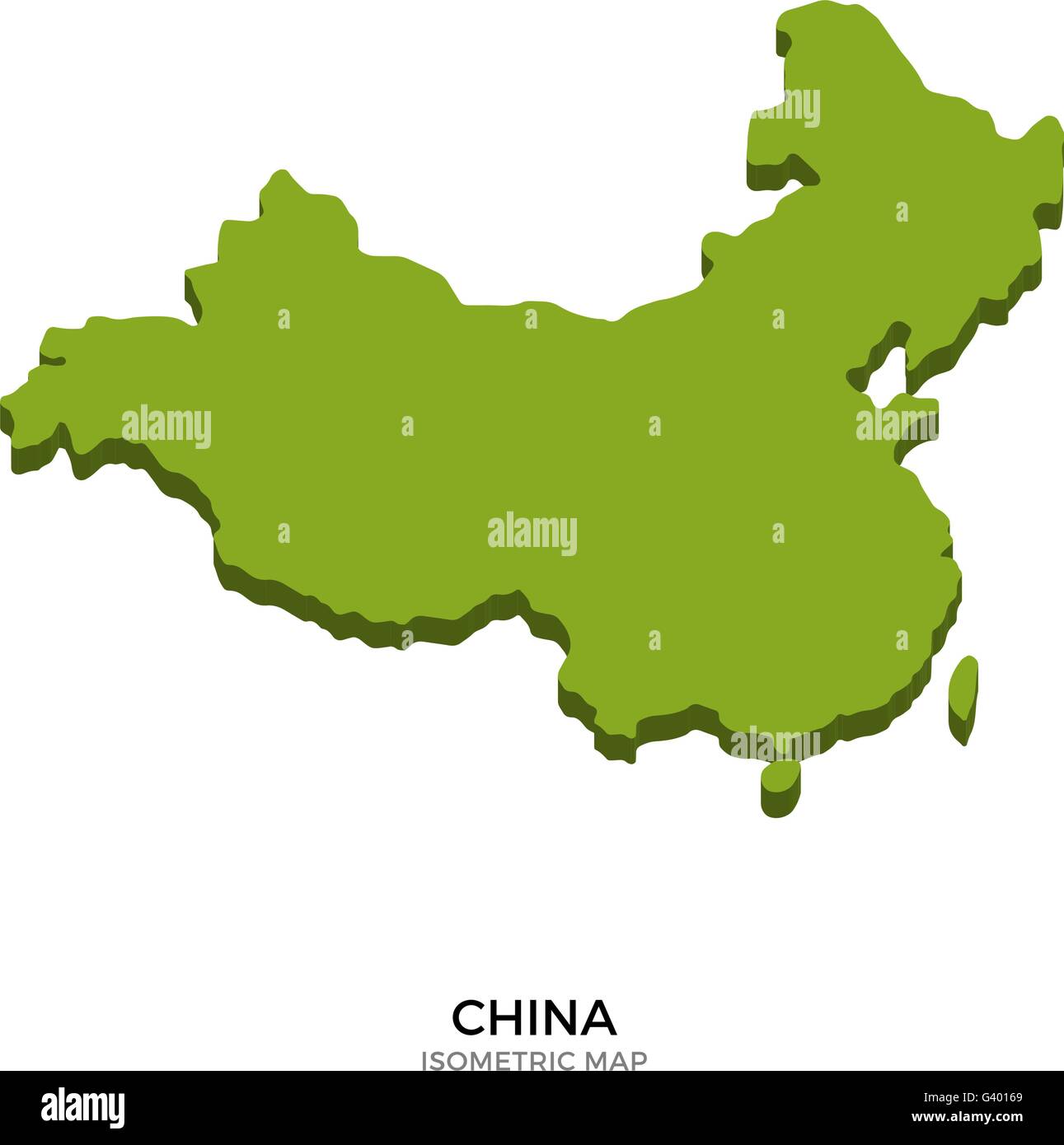 Isometric map of China detailed vector illustration Stock Vector Image ...