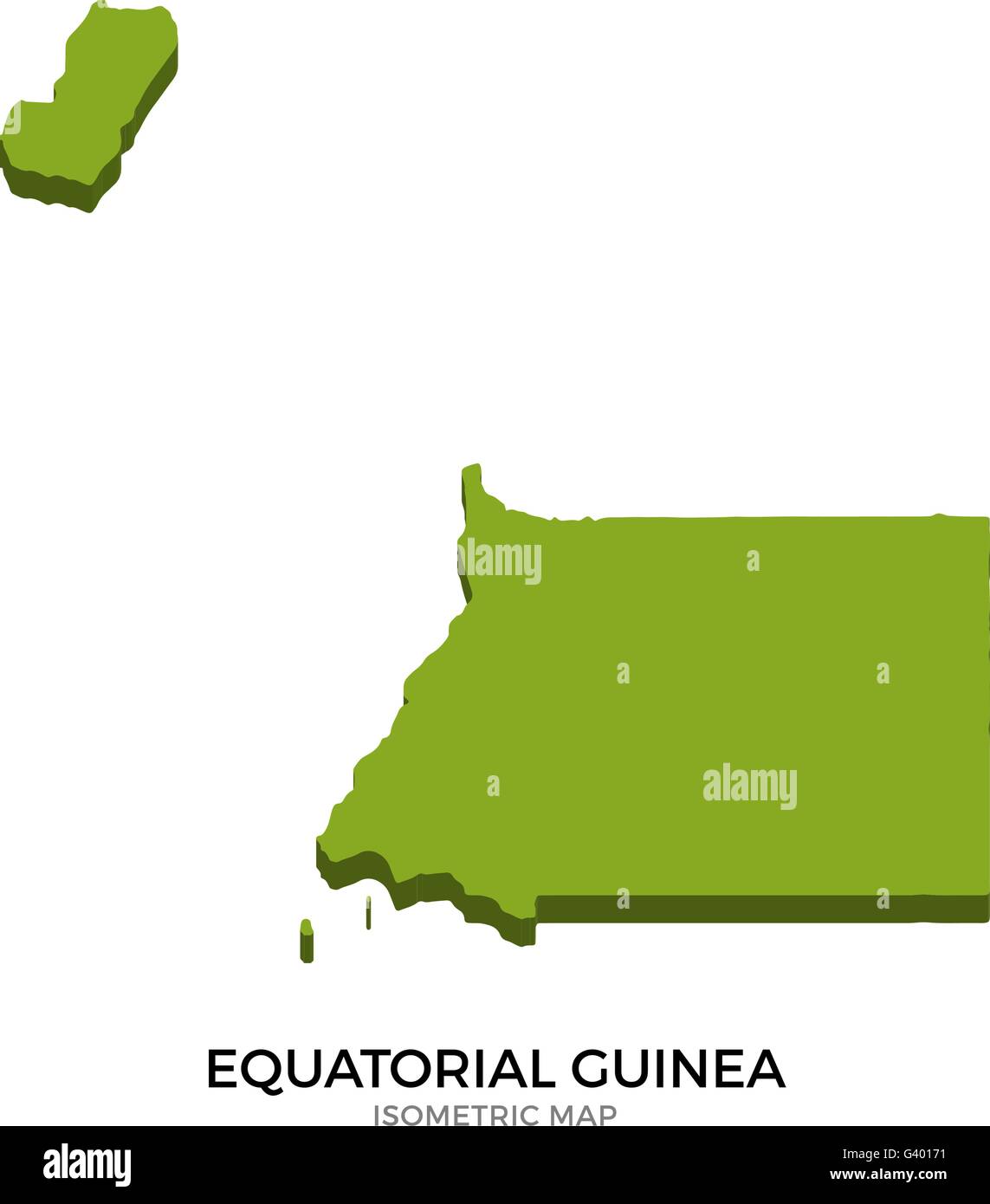 Isometric map of Equatorial Guinea detailed vector illustration Stock ...