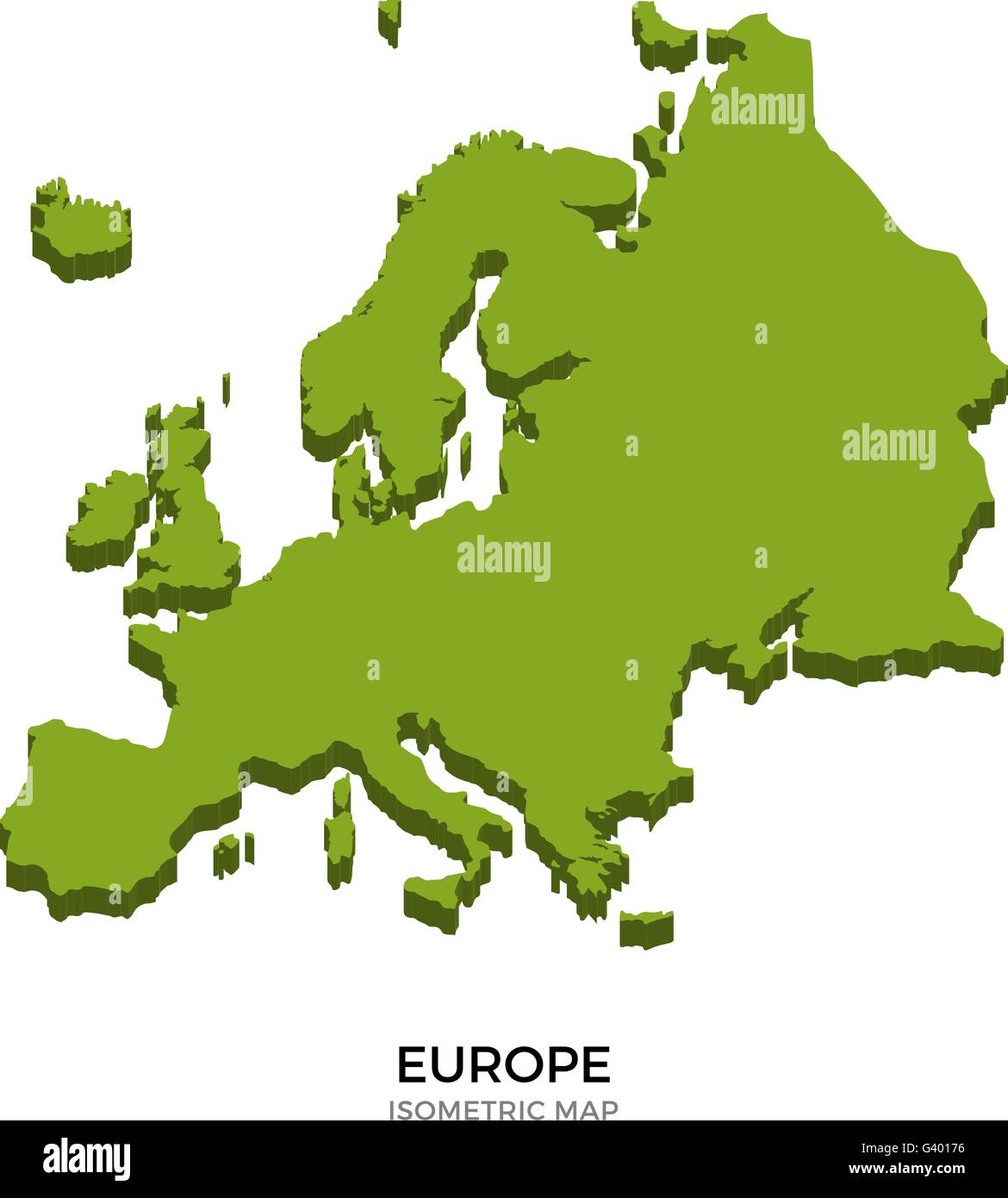 Isometric map of Europe detailed vector illustration Stock Vector Image ...
