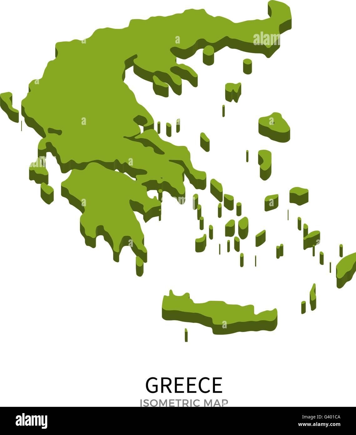 Isometric map of Greece detailed vector illustration Stock Vector Image ...