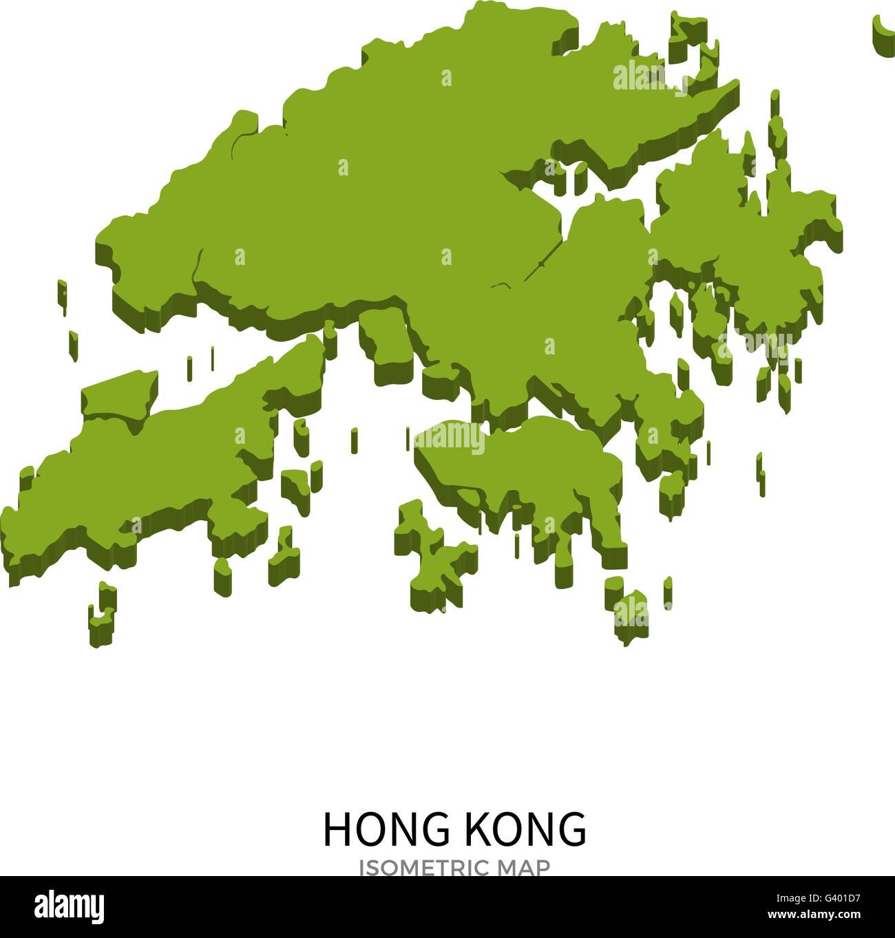 Isometric map of Hong Kong detailed vector illustration Stock Vector ...
