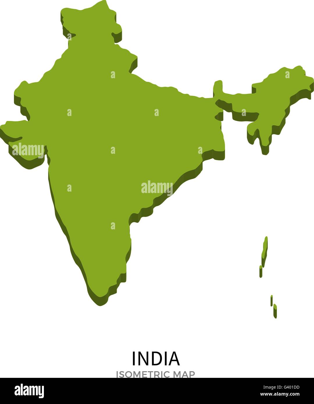 Isometric map of India detailed vector illustration Stock Vector Image ...