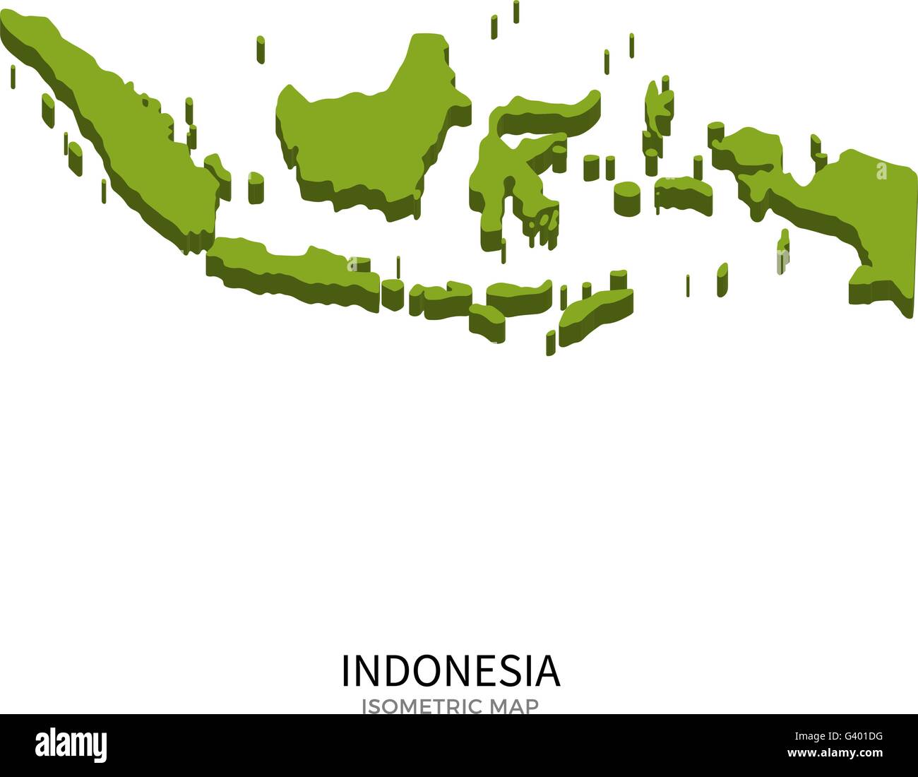 Isometric map of Indonesia detailed vector illustration Stock Vector ...