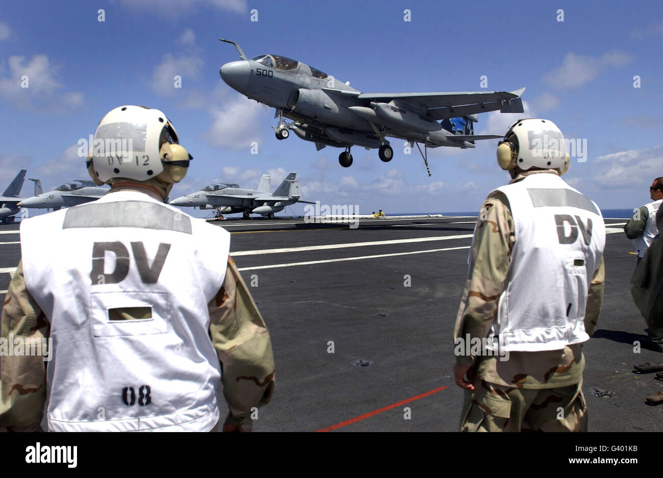 Two flight deck crewmen hi-res stock photography and images - Alamy