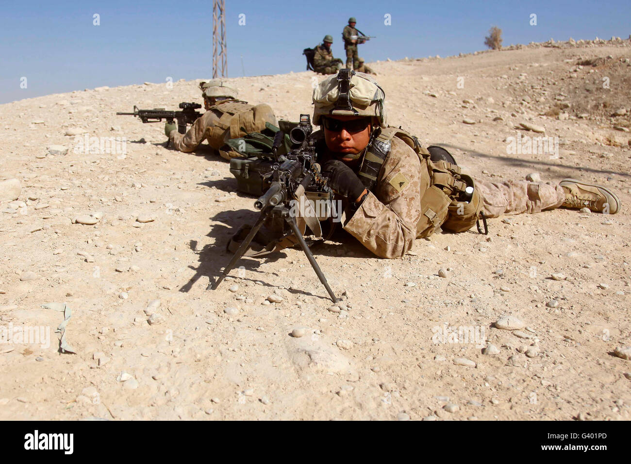 U.S. Marines provide security during a patrol in Afghanistan Stock ...