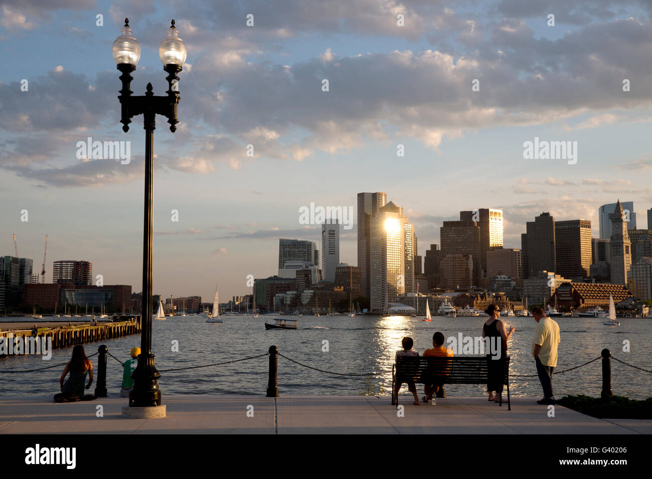 East Boston waterfront, Boston Harbor, skyline Stock Photo - Alamy