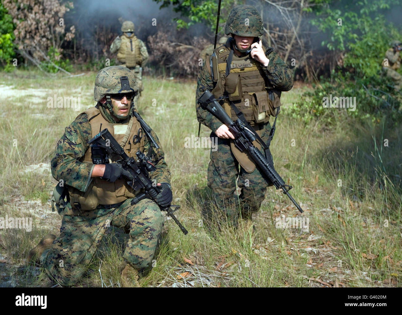 U.S. Marines secure a perimeter as they communicate in Malaysia Stock ...