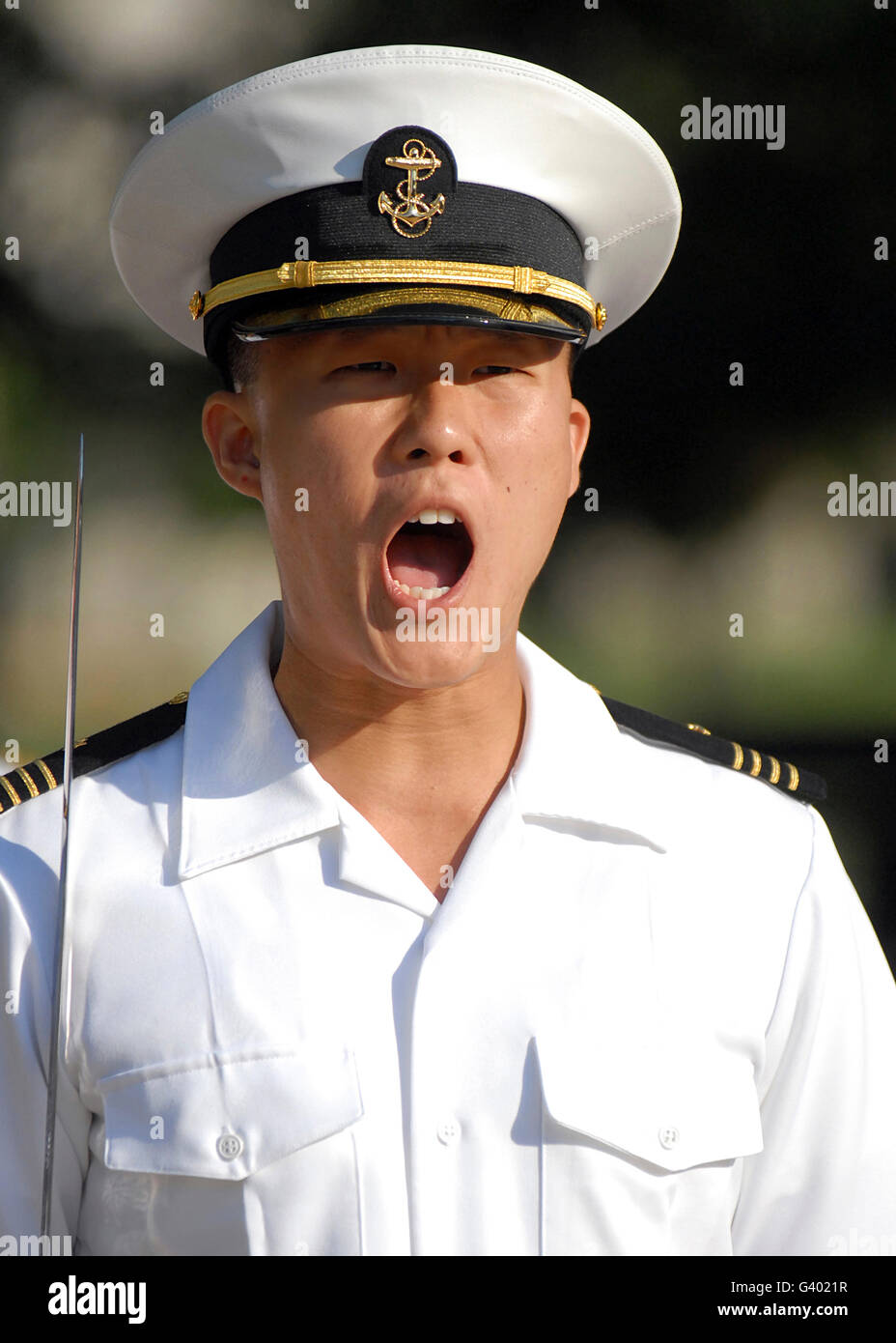 U.S. Naval Academy midshipmen participate in a formal parade Stock ...