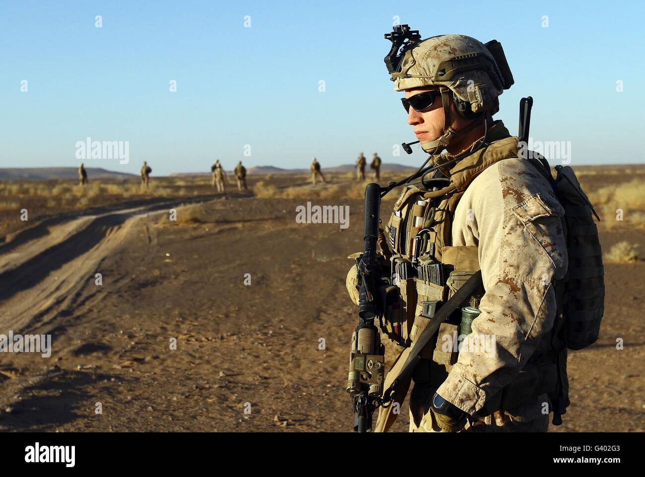 U.S. Marine posts security during a mission in Afghanistan Stock Photo ...