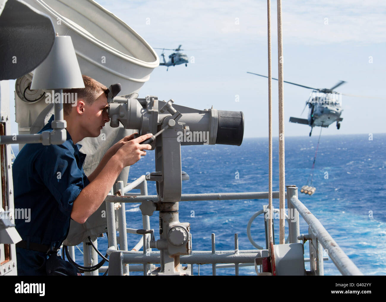 Seaman Apprentice stands watch aboard the USS Enterprise Stock Photo ...