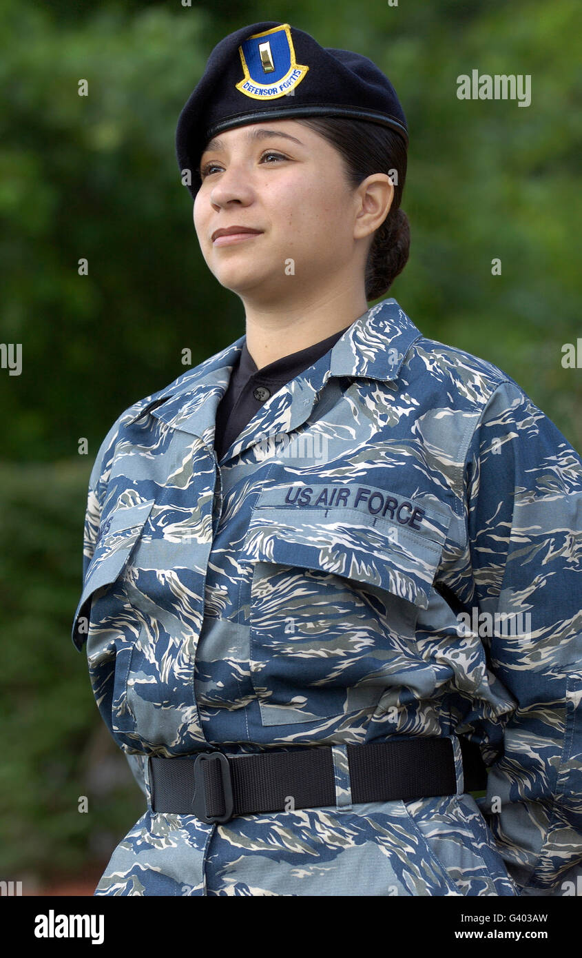 Air Force special security officer wearing the tiger-stripe camouflage ...