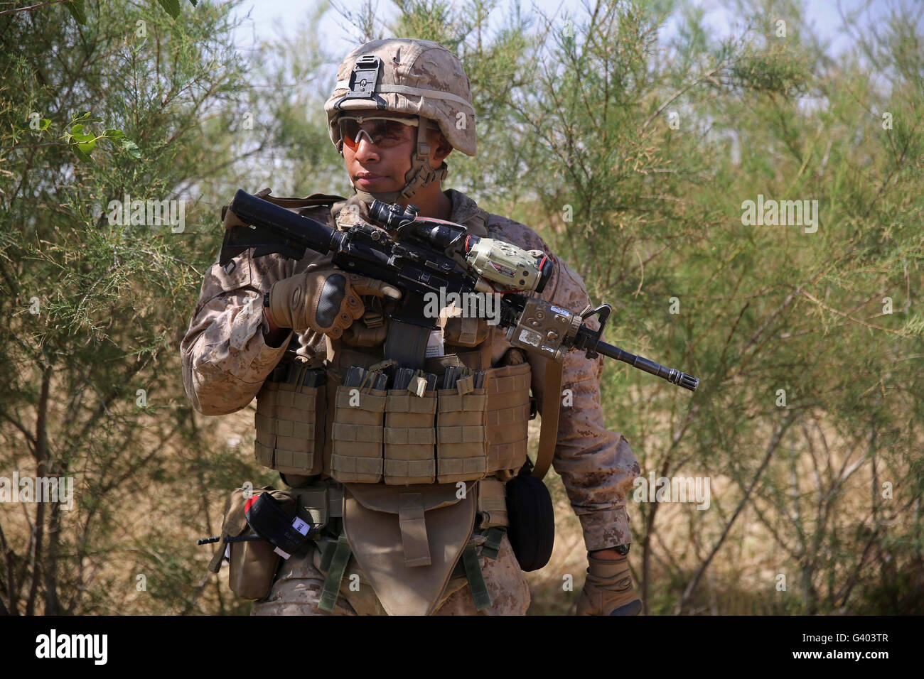 U.S. Marine provides security during a mission in Afghanistan Stock ...