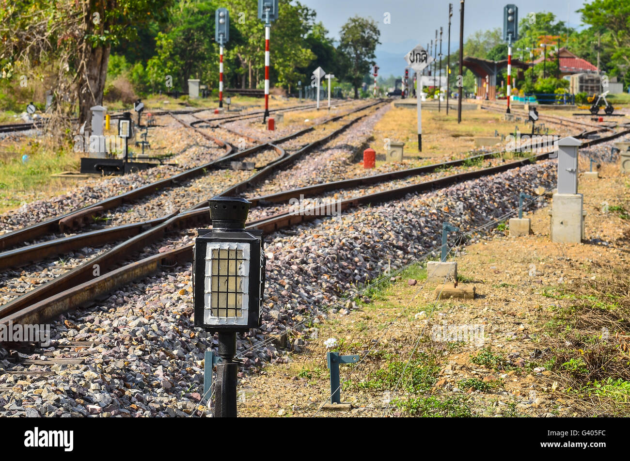 railway and traffic lights with shunt Stock Photo - Alamy