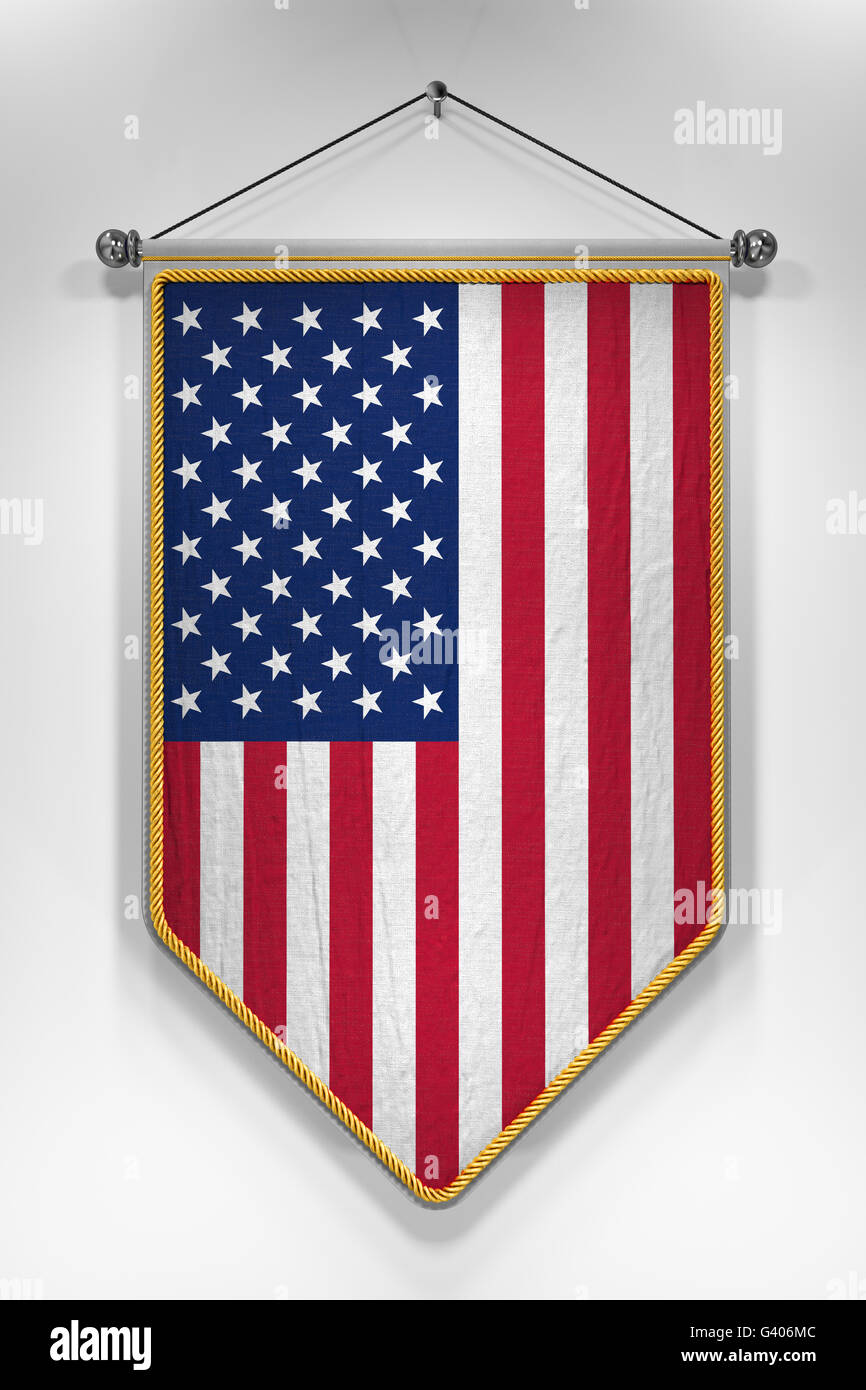Pennant with USA flag. 3D illustration with highly detailed texture ...