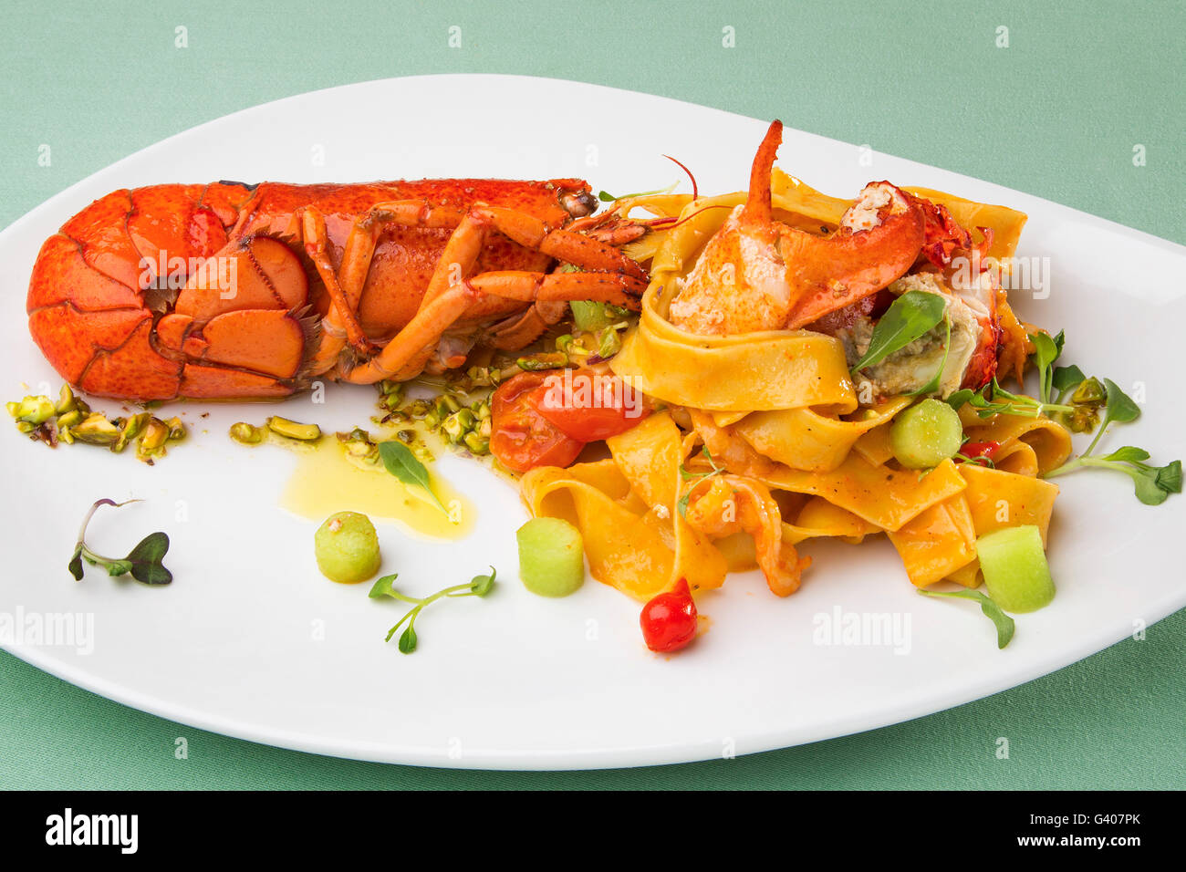 Lobster with tagliatelle Stock Photo - Alamy