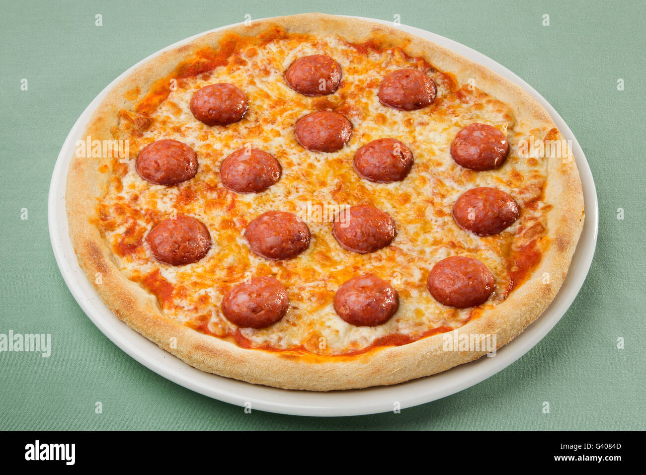 Italian Pizza with mozzarella cheese & pepperoni Stock Photo - Alamy