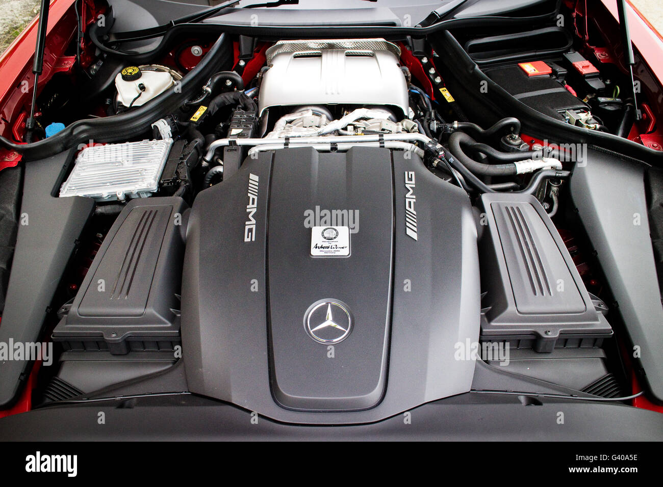 Hong Kong, China Dec 19, 2015 : Mercedes-AMG GT S 2015 Engine on Nov 12 ...