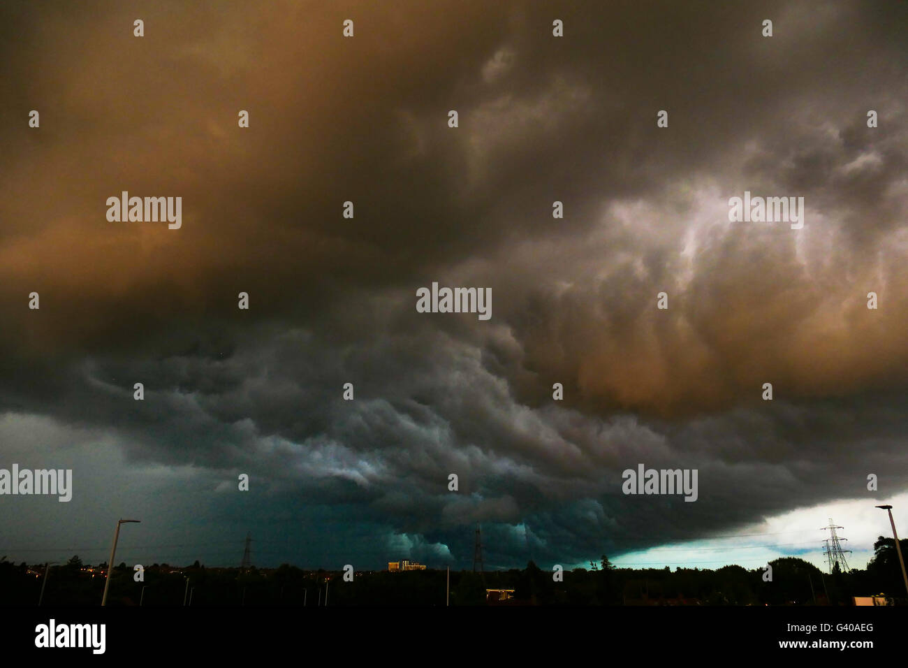 Evening storm clouds rolling in over East London Stock Photo - Alamy