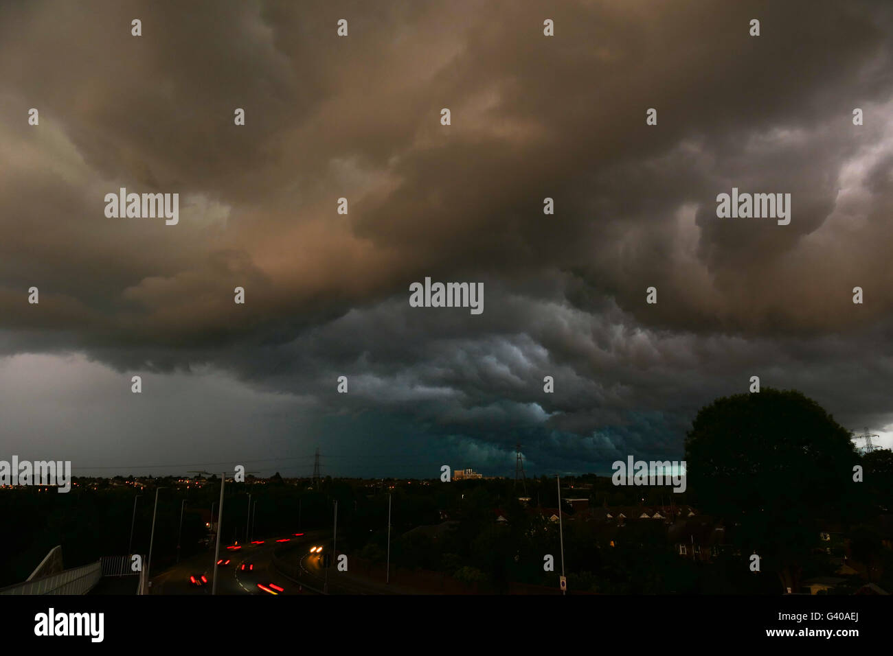 Evening storm clouds rolling in over East London Stock Photo - Alamy