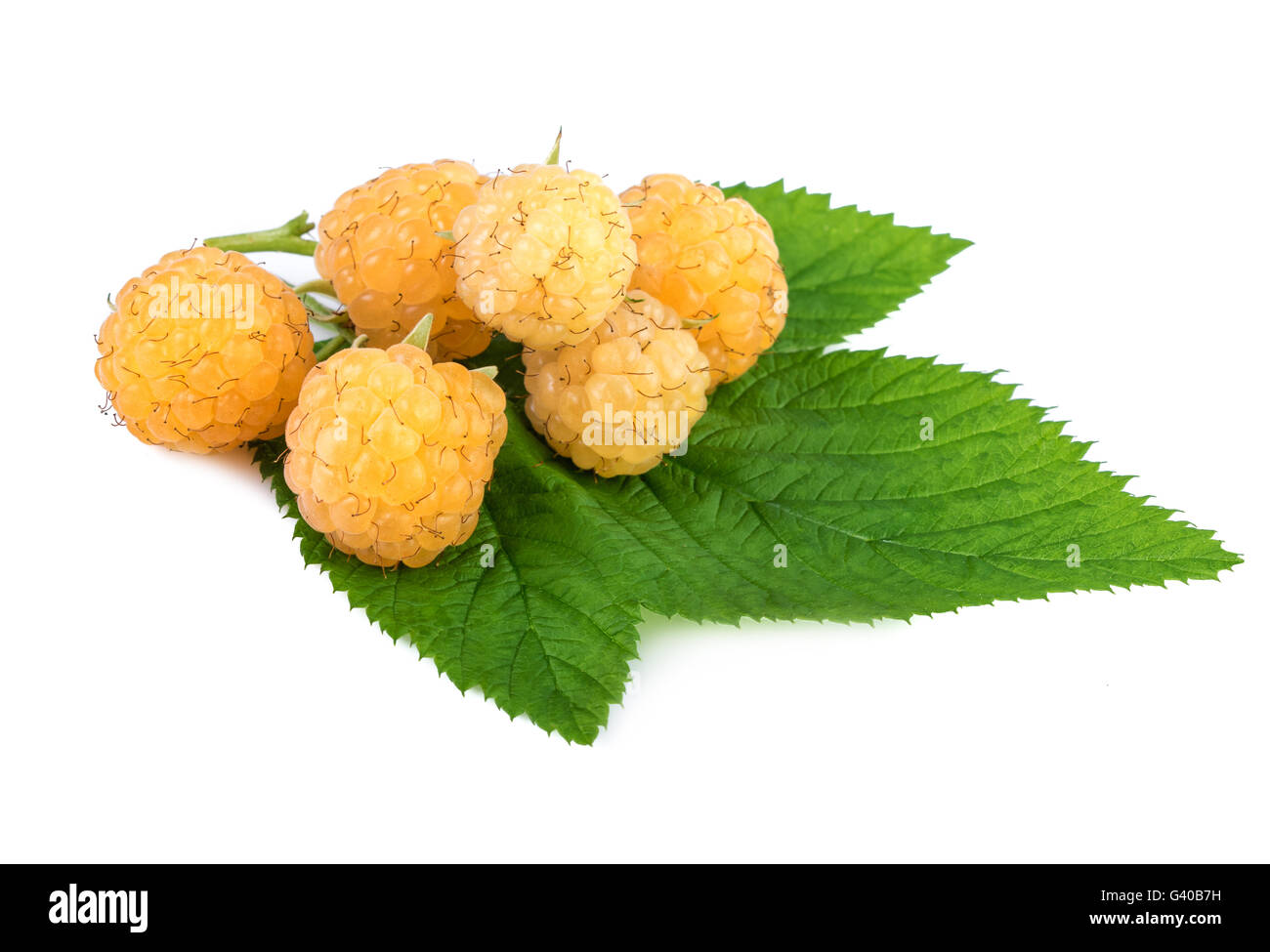 Fresh yellow raspberry on white Stock Photo - Alamy