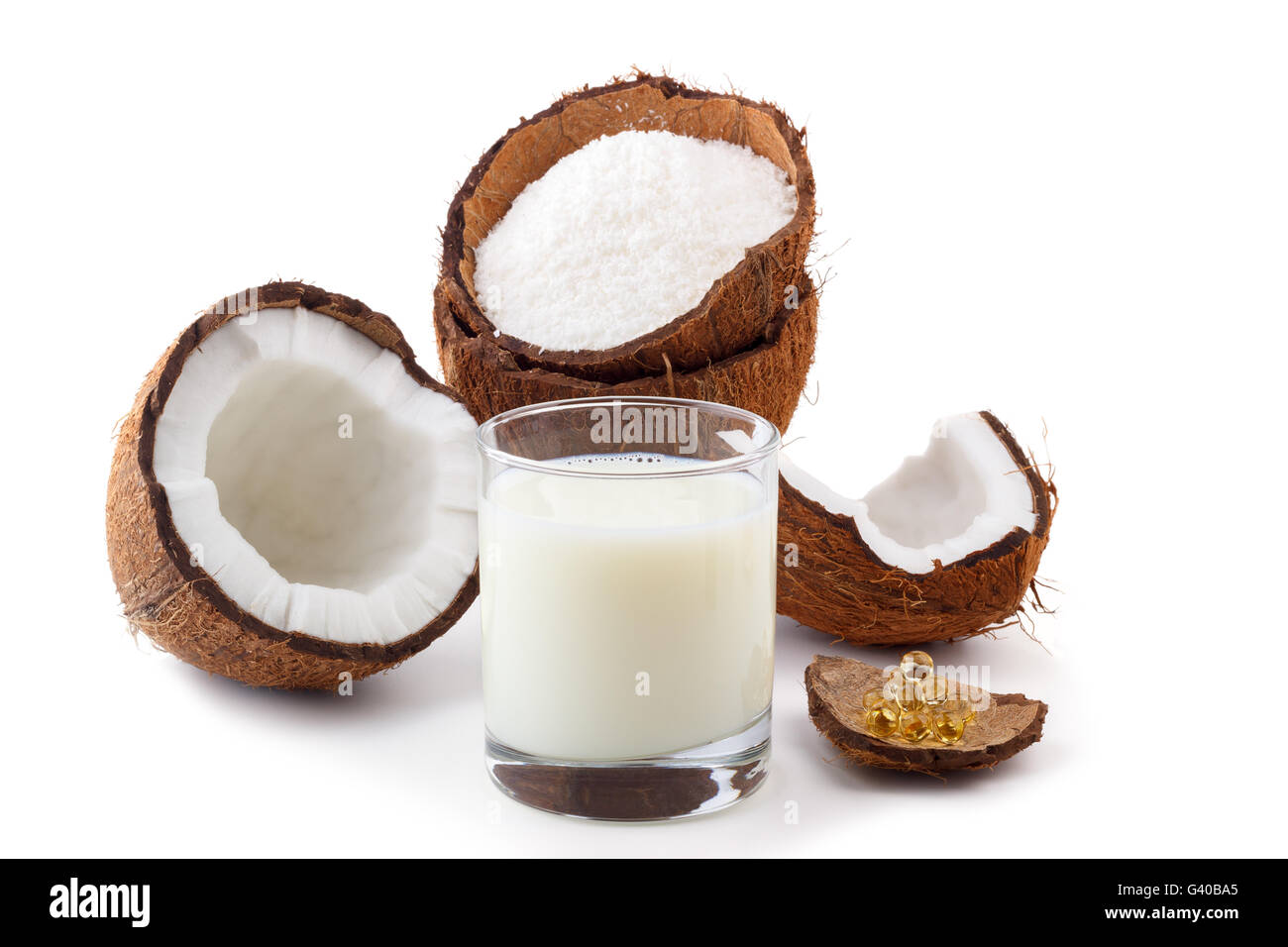 Coconut shells half isolated hi-res stock photography and images - Alamy