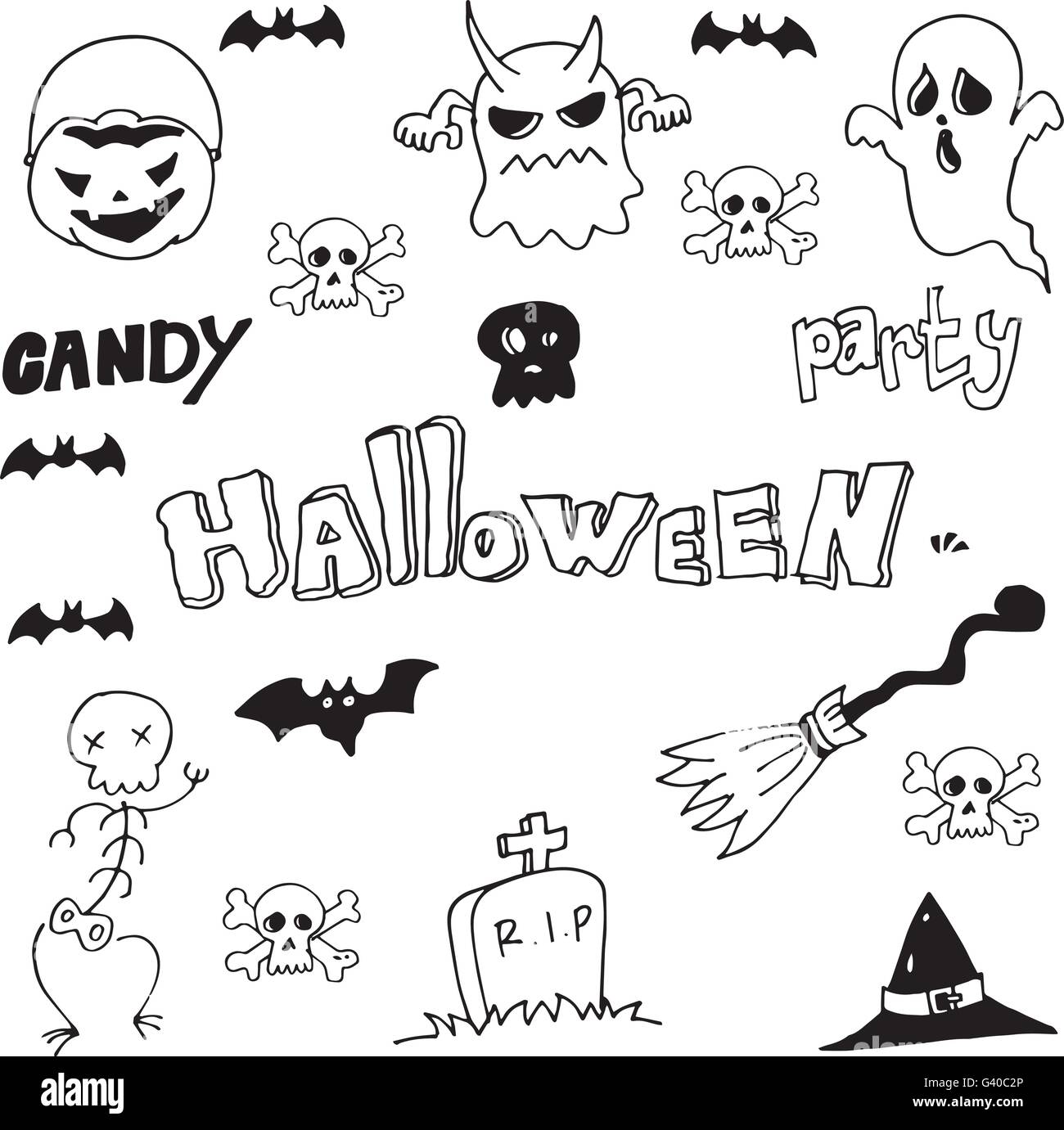 Halloeen evil ghost in doodle Stock Vector Image & Art - Alamy