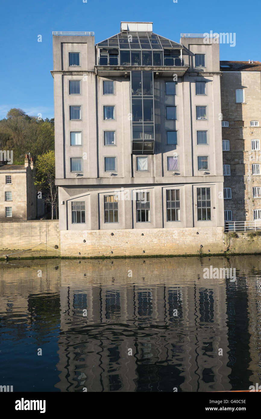 Waterside developments along the River Avon at Bath in Somerset ...