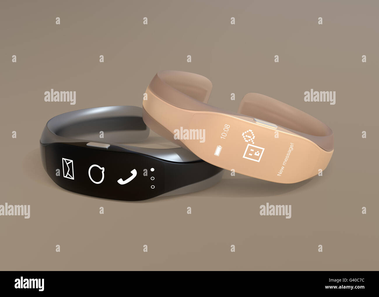 Smart bands with rubber bracelet. 3D rendering image with clipping path ...