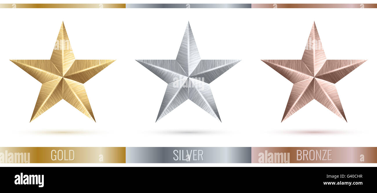 illustration of realistic metallic 3 stars Stock Photo - Alamy