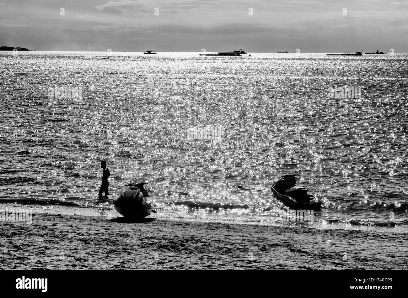 Jet ski beach scene Black and White Stock Photos & Images - Alamy