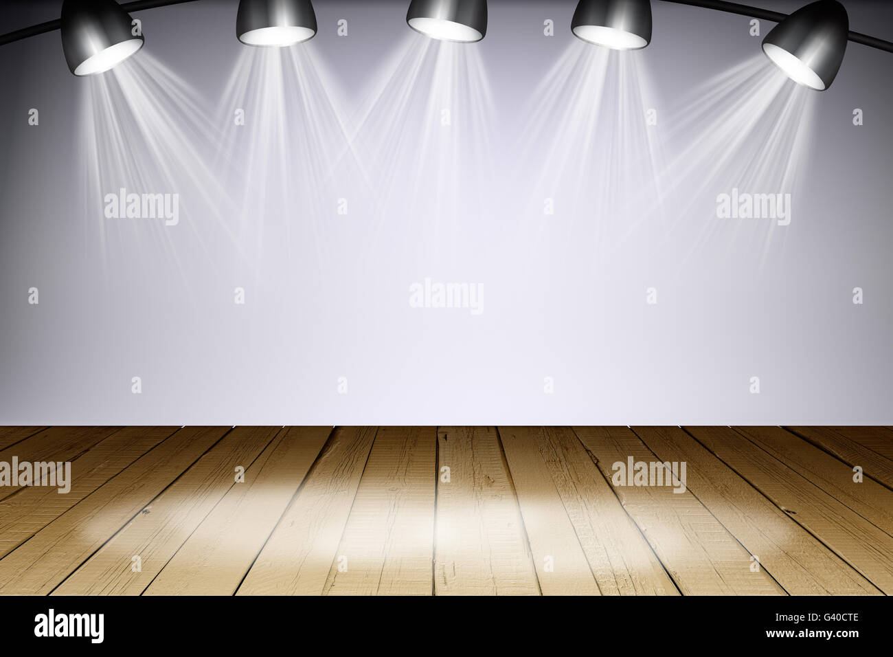 Illuminated empty concert stage with rays of light Stock Photo - Alamy