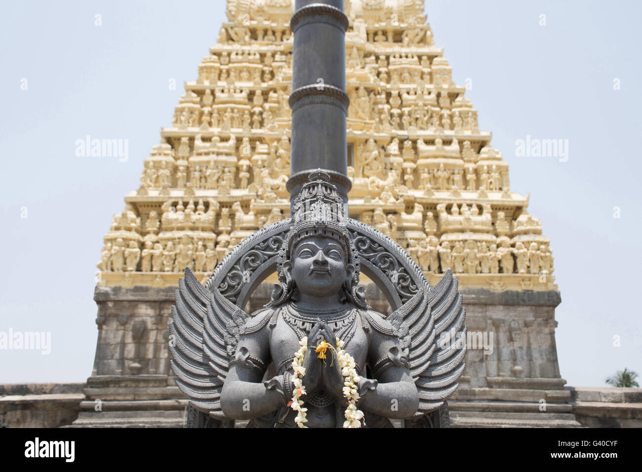 Garuda, the vehicle of the Hindu god Vishnu facing the Chennakesava ...